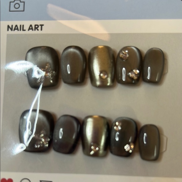 Makeup | Elegant Handmade Gray And Silver Nail Art Set | Poshmark
